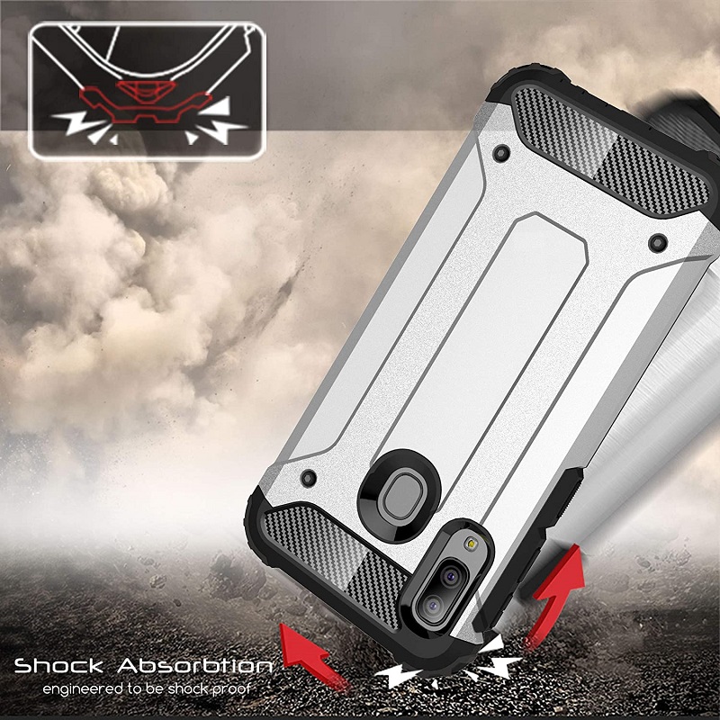 Samsung Galaxy A20e Luxury Armor Cover Silver